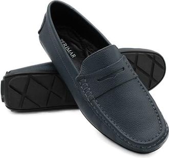 Zerimar Mocassins Classiques pour Homme | Cuir de Haute qualit&eacute; | Design sophistiqu&eacute; et &eacute;l&eacute;gant | Blue Navy | Taille 43