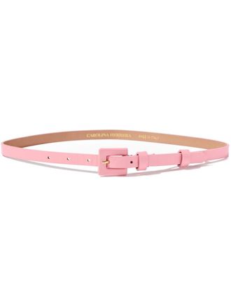 Carolina Herrera ceinture fine en cuir verni (années 90) - Rose