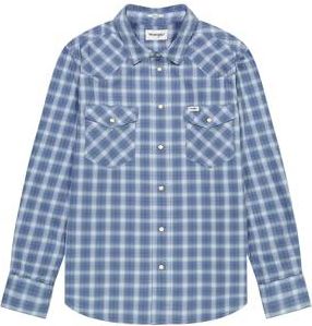 Wrangler T-Shirt Western pour Homme, Bleu, XL