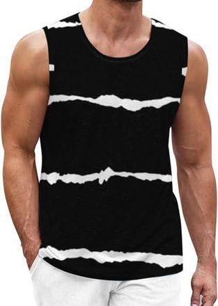 Generic D&eacute;bardeurs ray&eacute;s pour hommes d&eacute;t&eacute; de couleur unie assortie imprim&eacute;s loisirs vacances d&eacute;bardeur sans manches pour hommes chemises sans manches, Noir, X