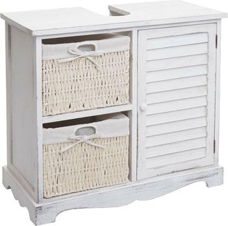 Hhg jamais utilisé] Meuble sous-vasque 672, meuble sous-vasque de salle de bain 60x65x31cm, shabby blanc