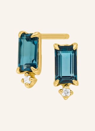 Leaf Ohrstecker London Blue Topaz Aus 14 Karat Gelbgold gold
