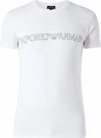 Emporio Armani Homme, Tops, Blanc, Taille: 2XL T-shirt Mega Logo