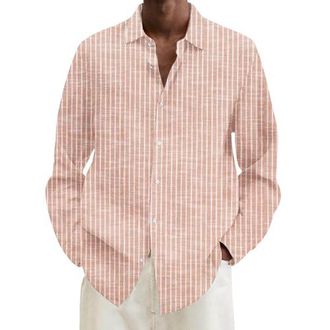 Generic Chemise unie à manches longues pour homme - Automne et hiver - Chemises sportives et décontractées à rayures pour homme - Hauts pour lintérieur et lex