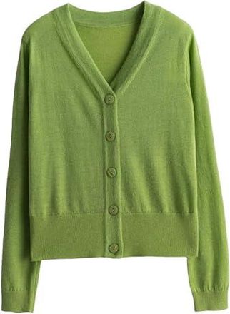 Generic Femmes 100% Laine Imitation Tricot Col V Cardigan Version Cor&eacute;enne Mode Bordure Or Top Printemps, Guo Lv, XS