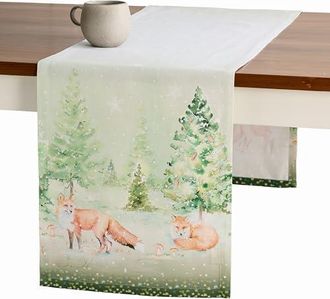 Maison d'Hermine Winter Mornings - Chemin de table - 100 % coton - Pour f&ecirc;tes, d&icirc;ners, vacances, cuisine, Thanksgiving et No&euml;l - 50 x 150 cm