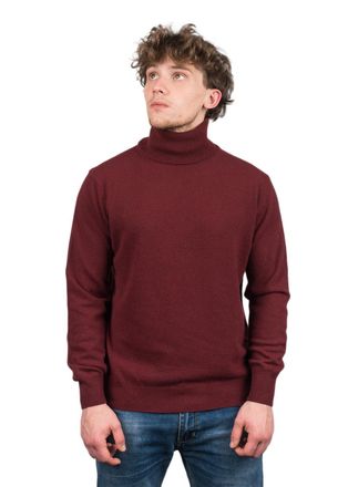 DALLE PIANE CASHMERE Rollkragenpullover aus gemischtem Kaschmir, Made in Italy - Herren, Farbe: Bordeaux, Größe: 3XL