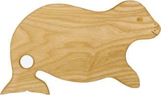 Mitienda Frühstücksbrettchen aus Holz mit Tiermotiv Robbe inkl. Eierhalter, Geschenk für Kinder