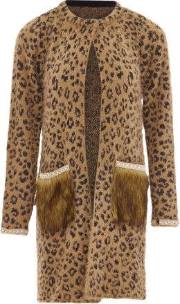 Faina Strickjacke Damen Kamel Schwarz