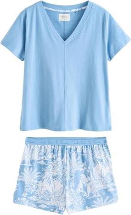 Next Femme Ensemble Pyjama avec Short Blue Palm XL