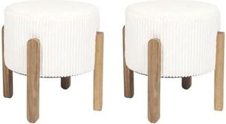 The Home Deco Factory HD0337, Set mit 2 Cotele Scott Beige Hockern, Weichheit, M&ouml;bel, Sitz, Bank und Hocker, 35,5 x 35 x 35 cm, Sitzh&ouml;he 30 cm, Beigebraun