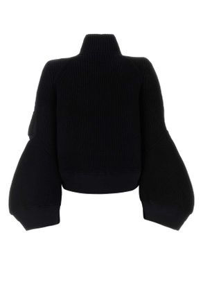 sacai Womens Black Wool Cardigan Exterior: Maglieria Sweater