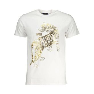 Cavalli Homme, Tops, Blanc, Taille: 2XL T-shirt imprimé tigre doré