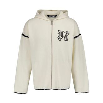 Palm Angels Monogramm Rei&szlig;verschluss Wolljacke - - Sweatshirts & Hoodies - Herren - Wei&szlig; - S