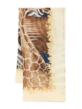 Ferragamo foulard à imprimé graphique (années 1980) - Tons neutres