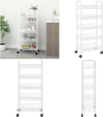 vidaXL K&uuml;chenwagen 5 Etagen Wei&szlig; 46x26x105 cm Eisen - K&uuml;chenwagen - Rollwagen - Lagerung - Organisation - Haushalt - Home & Living