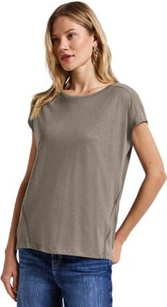 Street One A323505 T-Shirt avec détails au Crochet, Beige foncé Tumbled, 40 Femmes