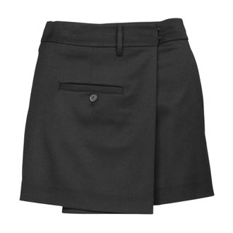 Erika Cavallini Semi Couture Wollgabardine-Shorts mit Frontblende - - Shorts - Damen - Schwarzk - XS