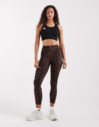 adidas adidas Performance - Optime Power - Legging &agrave; imprim&eacute; l&eacute;opard 7/8 - Noir