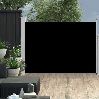 Festnight Seitenmarkise Ausziehbar 100x500 cm Sichtschutz Garten Sonnenschutz Sichtschutz Balkon Seitenwand Terrasse Windschutz Außen Seitenrollo Schwarz