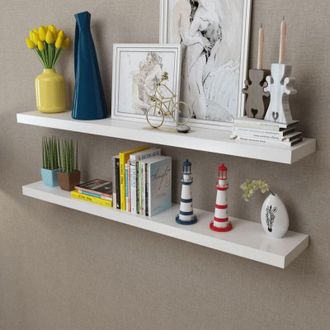 vidaXL 2 Etag&egrave;res murales en mdf Blanc pour DVD/Livres