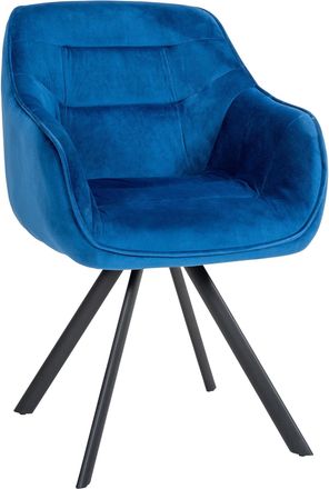 Clp Esszimmerstuhl drehbar mit Armlehne Russel, Küchenstuhl in Samt oder Stoff, Sessel mit Metallgestell bis 130 kg belastbar, Farbe:blau, Material:Samt