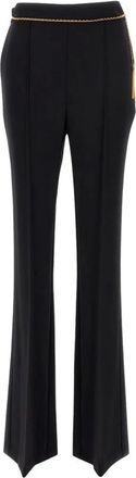 Elisabetta Franchi Femme, Pantalons, Noir, Taille: 38 FR Pantalon Cr&ecirc;pe avec Cha&icirc;ne Bijou