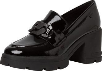 s.Oliver Damen Loafer mit Absatz Blockabsatz Elegant, Schwarz (Black Patent), 41 EU