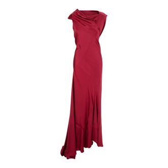 Alberta Ferretti Fuchsia Kleid aus Gl&auml;nzendem Satin - - Dresses - Damen - Rosa - S