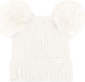 Queen Helena Chapeau dhiver avec PON PON PON Poilu Bonnet Chaud Zuccotto Casual Femme CP24-01, Blanc, Taille Unique