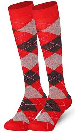 MySocks Chaussettes montantes pour homme Motif losanges, 2 paires de losanges rouge cendré et anthracite, 37-41