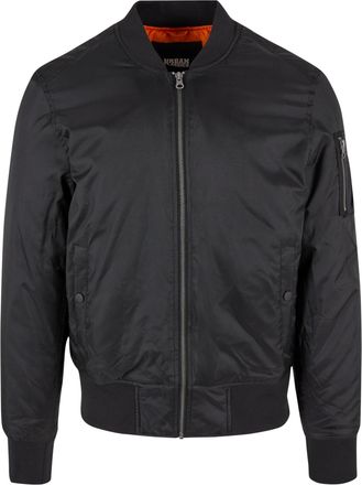 Urban Classics TB861 Herren Jacke - Basic Bomber Jacket, Bomberjacke mit aufgesetzter Tasche und Zipper am Arm, Schwarz (black 7), Gr. Medium