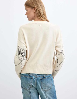 Desigual Cardigan mit Blumenmuster in Wei&szlig;