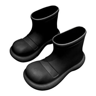Generic &Eacute;l&eacute;gantes bottes de pluie mi-mollet &eacute;paisses polyvalentes et mignonnes pour femme, Noir, 39 EU