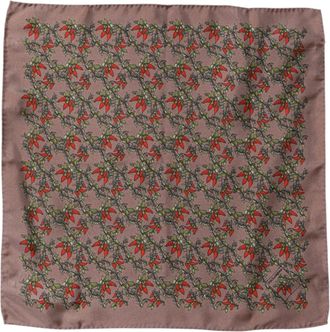 Dolce & Gabbana Brown Chilis Silk Square Men Foulard Scarf