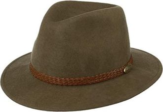 Lierys Chapeau Casual Light Traveller Homme - Made in Italy en Laine de Feutre pour avec Bandeau Cuir Hiver Automne-Hiver - 57 cm Khaki