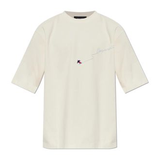 Dsquared2 Baumwoll-T-Shirt mit gesticktem Logo - - Tops - Herren - Beige - S