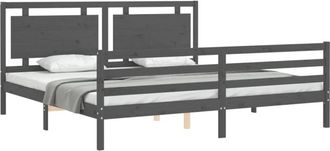 vidaXL Cadre de lit sans matelas gris 200x200 cm bois massif Vidaxl