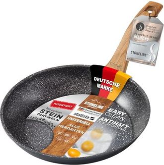 STONELINE Back to Nature Po&ecirc;le &agrave; Frire 24 cm, Made in Germany, Rev&ecirc;tement Antiadh&eacute;sif avec de vraies particules de pierre, adapt&eacute;e &agrave; lInduction, Poign&eacute;e motif B