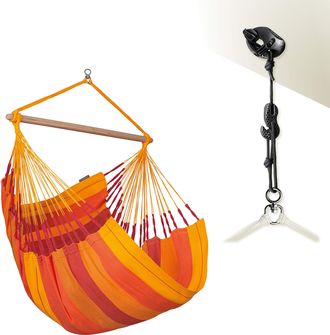 la siesta La Siesta- Habana Hängesessel Comfort Size für Entspannung & Stil: 360° Drehgelenk, hochwertiges Bambusholz - GOTS-zertifizierte Baumwolle. (Agave)