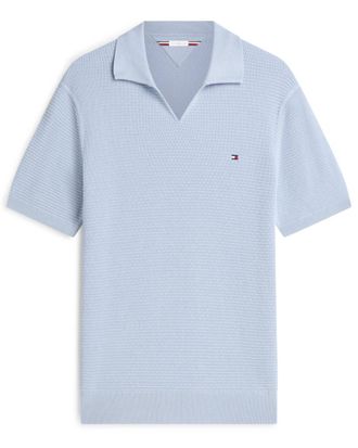 Tommy Hilfiger Strick-Poloshirt mit Waffelstruktur und Jonny-Kragen, Regular Fit in