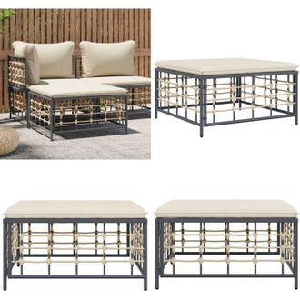 vidaXL Gartenhocker mit Beige Kissen Poly Rattan - Gartenhocker - Lounge M&ouml;bel - Outdoor Furniture - Sitzgelegenheit - Gartenstuhl - Home & Living