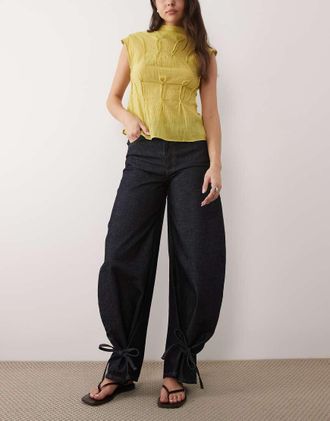 Asos Jean barrel nou&eacute; aux chevilles - Indigo-Bleu