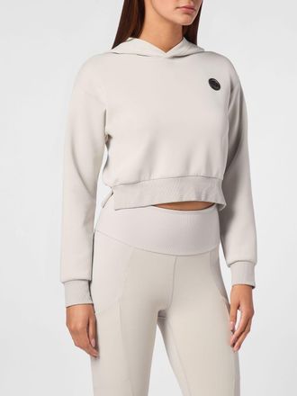 Plein Sport Gek&uuml;rzter Kapuzenpullover aus Jersey mit Seitenschlitzen