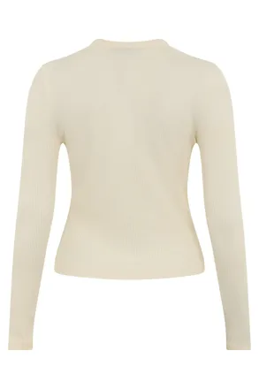 Maison Kitsun&eacute; Womens Cardigan Ribbed Crew-Neck Yellow Lycra Cardigans Sweater