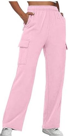 Generic Pantalon Cargo Femme Taille Haute Large Strech High Waist Y2K Baggy Parachute Pants Pantalons avec Poches Automne L&eacute;ger D&eacute;contract&eacute; Casual Hiver Sarou