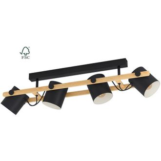 Eglo Plafonnier, industriel acier noir EGLO Hornwood 4 lumi&egrave;re(s)