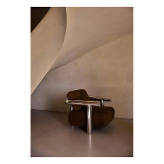Gabrielle Paris Fauteuil en velours c&ocirc;tel&eacute; Claude Gabrielle Paris
