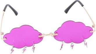 FOMIYES Lunettes Styl&eacute;es sans Monture Motif Nuage et &Eacute;clair pour F&ecirc;tes et Photos Protection UV pour Hommes et Femmes Gris Violet