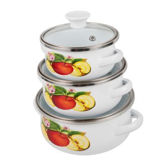 Luxshiny 3stücke Teiliges Vintage Emaille Suppentopf Mit Deckel Retro Kochtopf Für Küche Doppelohr-design Zufälliges Muster Für Suppen Und Eintöpfe